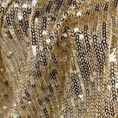 Shiny Gold 3mm Sequins Stripe Pattern Stretch Fabric - OneYard