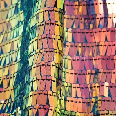 Iridescent Translucent Pink Longsword Sequin Fabric - OneYard