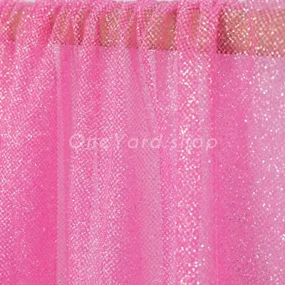 Hot Pink Glitter Mesh with Densely Small Diamond Glued - OneYard