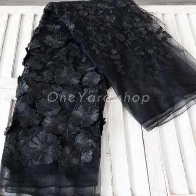Flowers Embroidery Floral Mesh Fabric by the Yard - OneYard