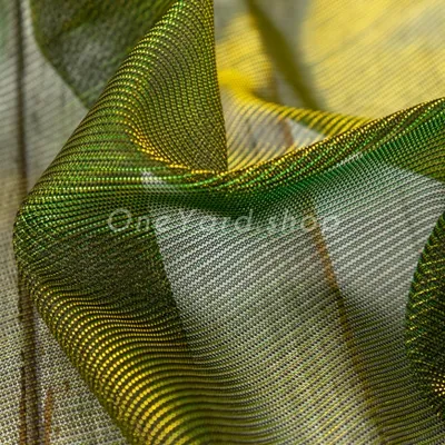 Shiny Steel Blue & Rust Iridescent Etherial Lurex Mesh - OneYard