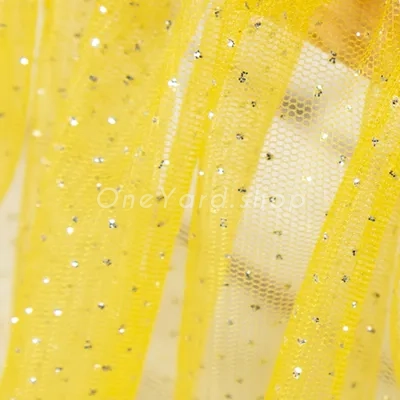 Twinkle Shimmering Gold Glitter Ruby Soft Mesh Fabric - OneYard