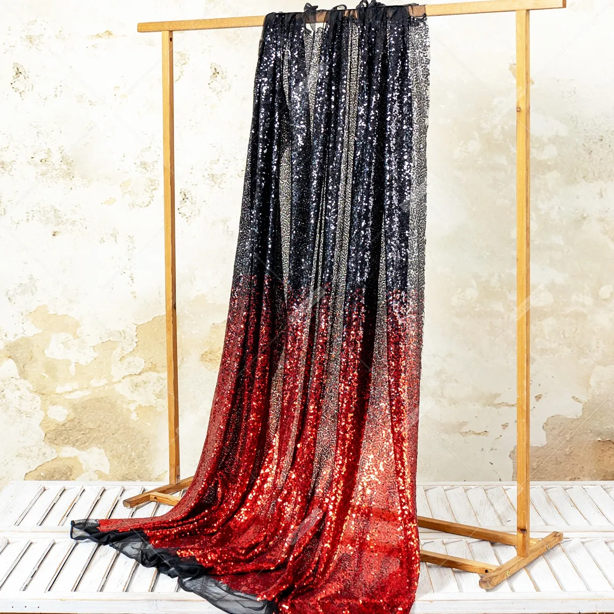 Navy Blue to Silver Sequin Half Sleeve Long Formal Gown - VQ