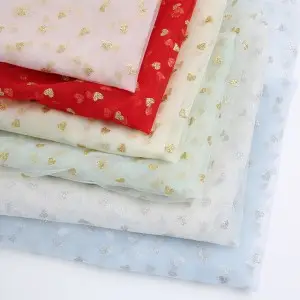 Heart Flocked Tulle Mesh Fabric by the Yard - OneYard