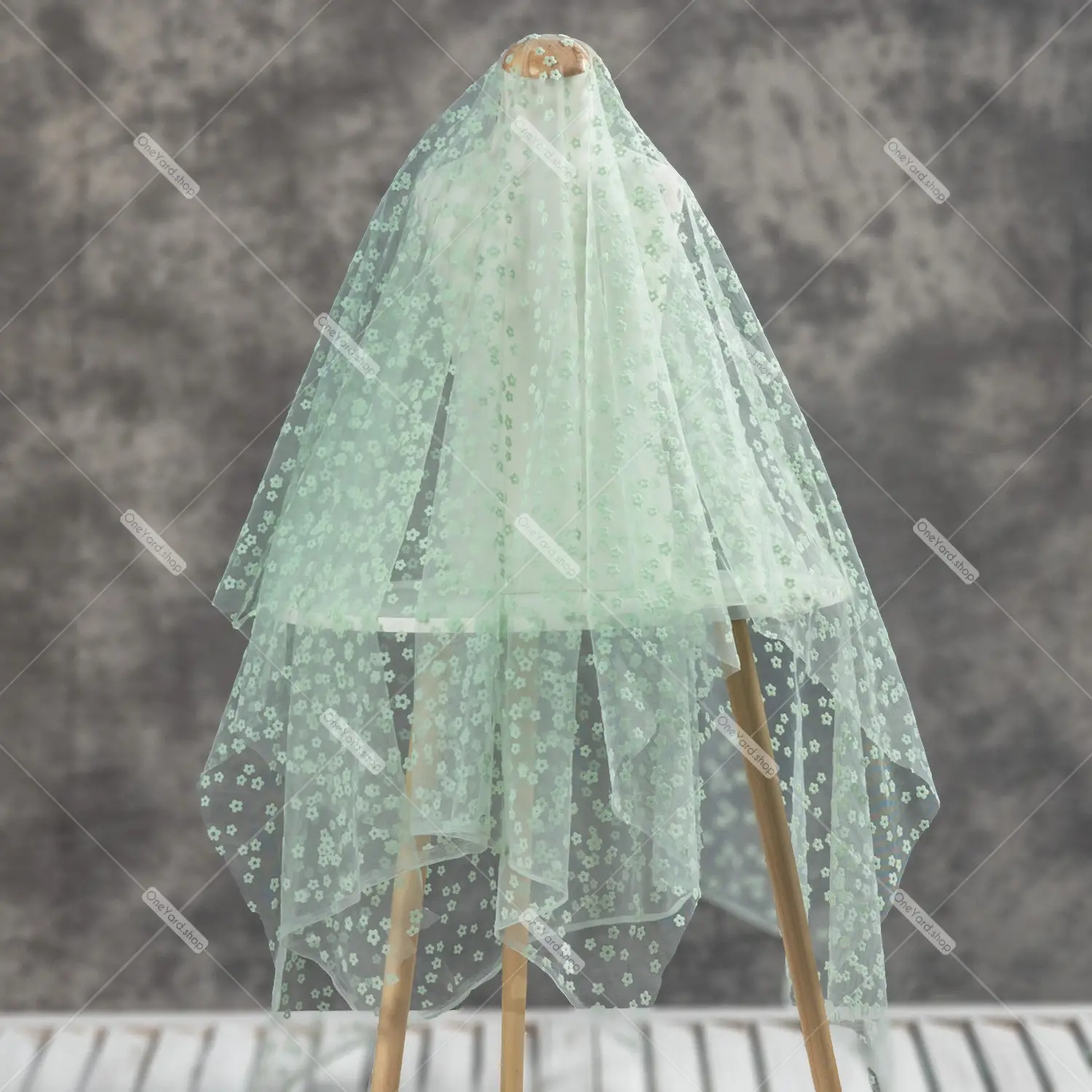 Cinquefoil Flowers Netting Mesh Fabric by the Yard - OneYard