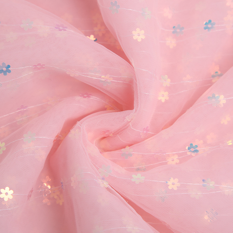 Iridescent Fluorescence Dot Glued Illusion Mesh Fabric - OneYard