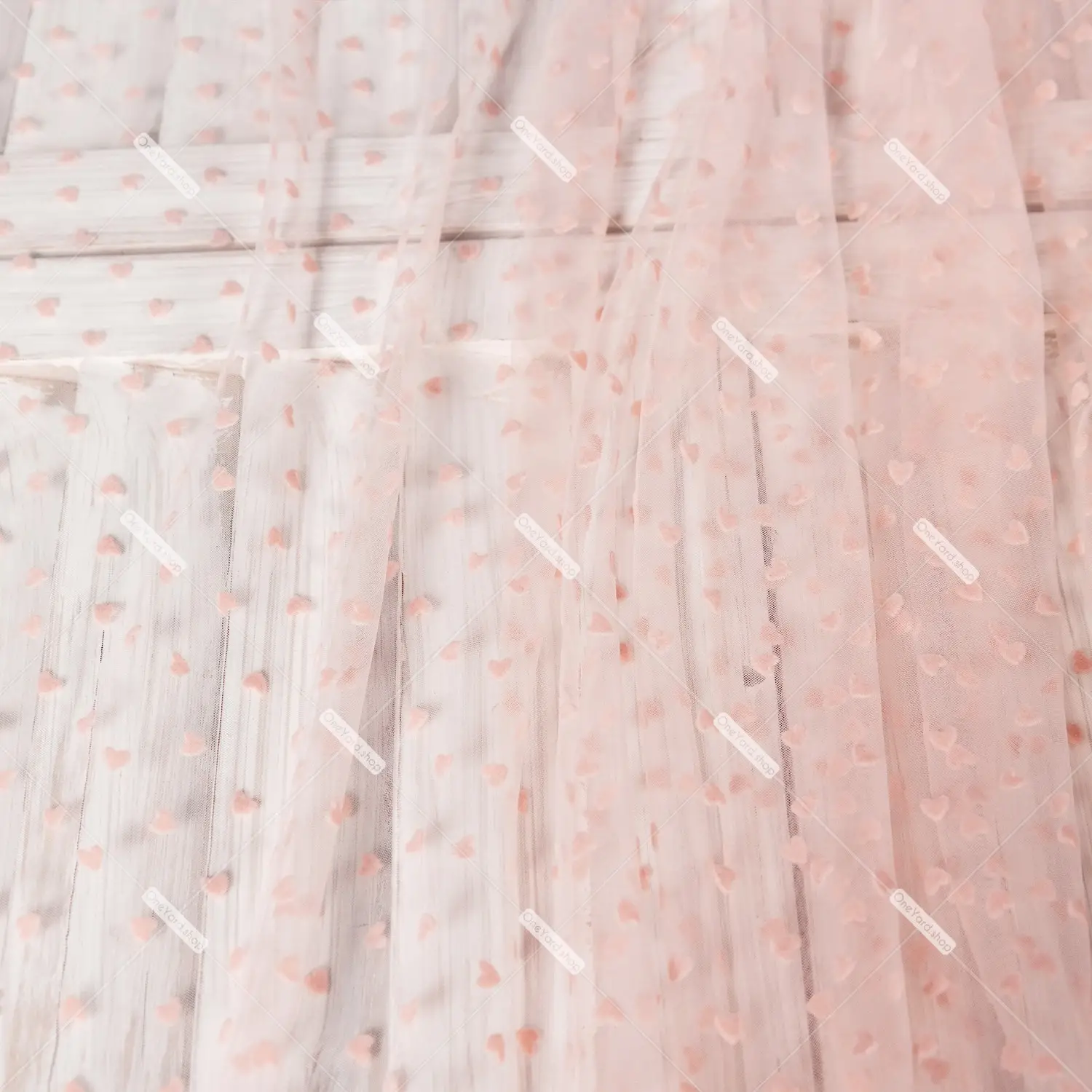 Heart Flocked Tulle Mesh Fabric for Sale by the Yard - OneYard