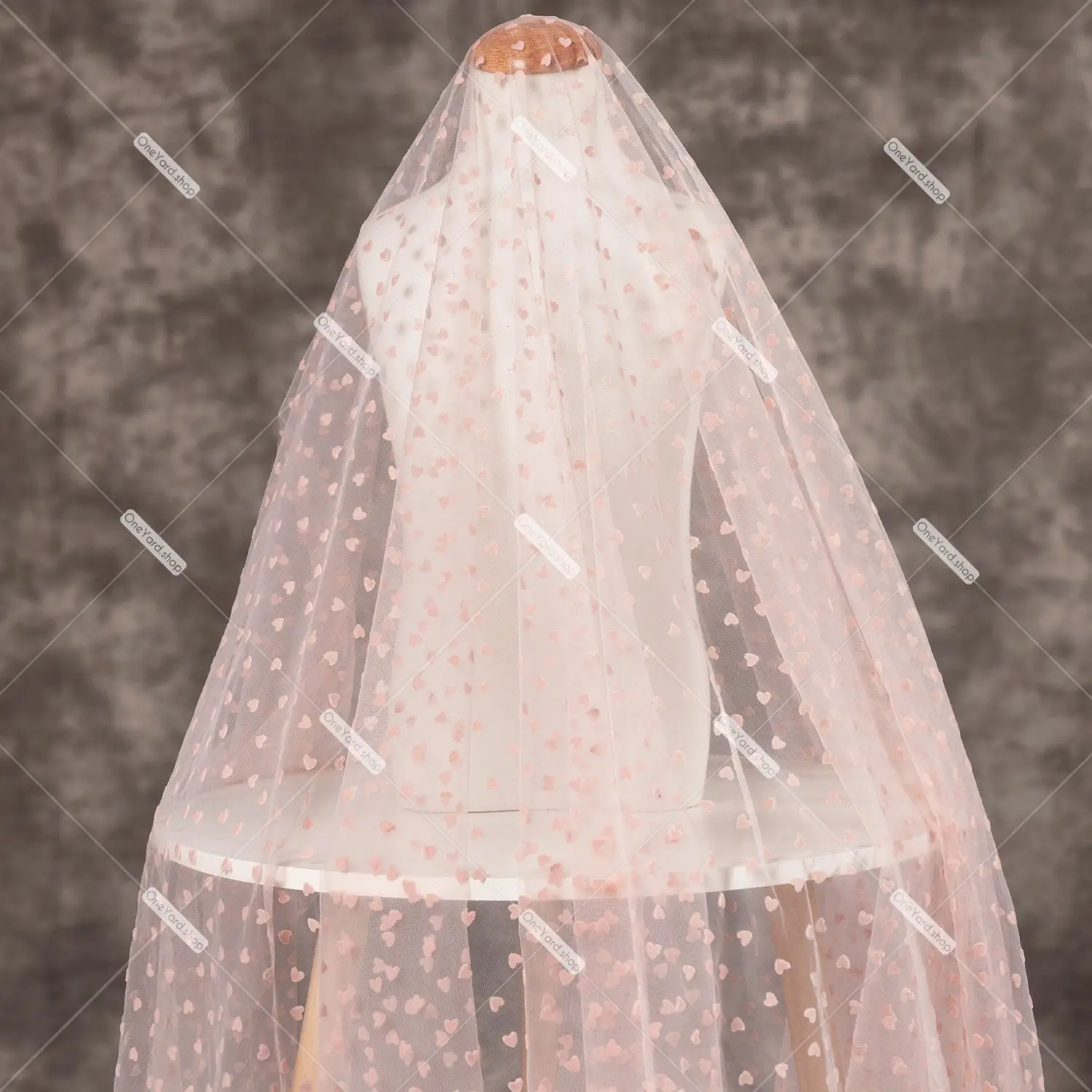 Heart Flocked Tulle Mesh Fabric for Sale by the Yard - OneYard