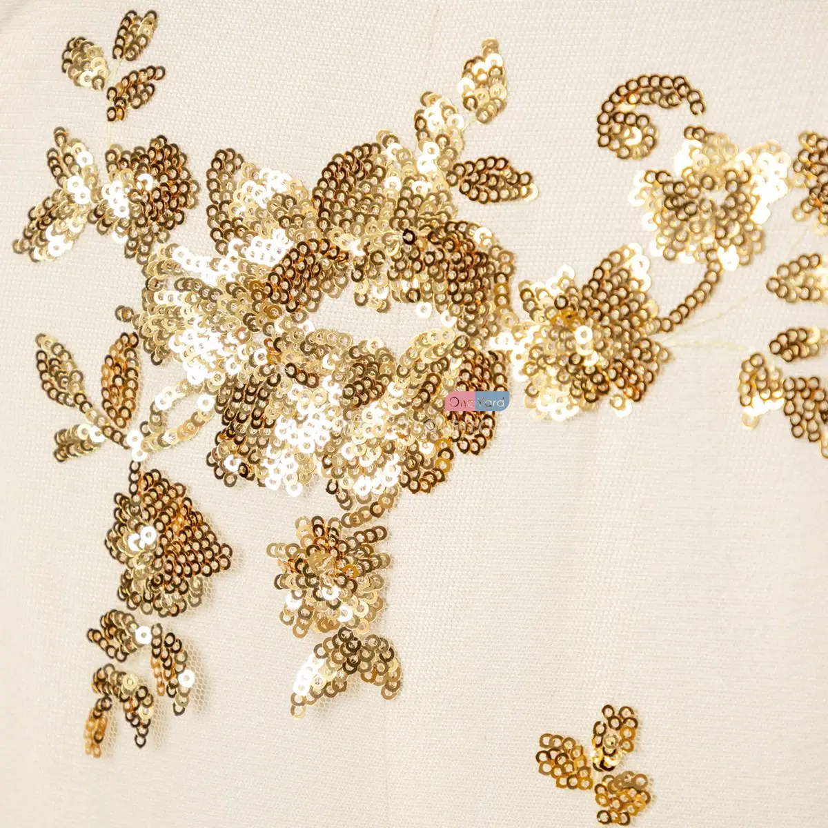 Floral Pattern Sequin Lace Sparkle Fabric by the Yard - OneYard