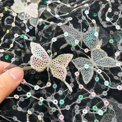 Iridescent Fluorescence Dot Glued Illusion Mesh Fabric - OneYard