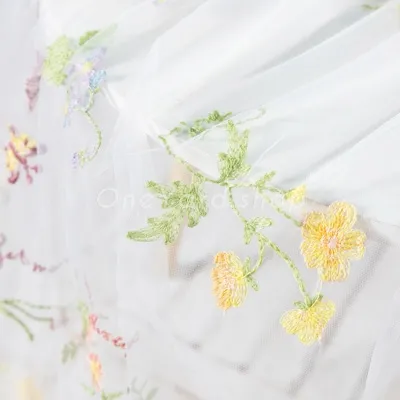 Flowers Embroidery Floral Mesh Fabric by the Yard - OneYard