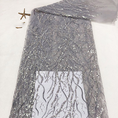 Fancy Silver Bombshells Geometric Shiny Sequin Fabric - OneYard