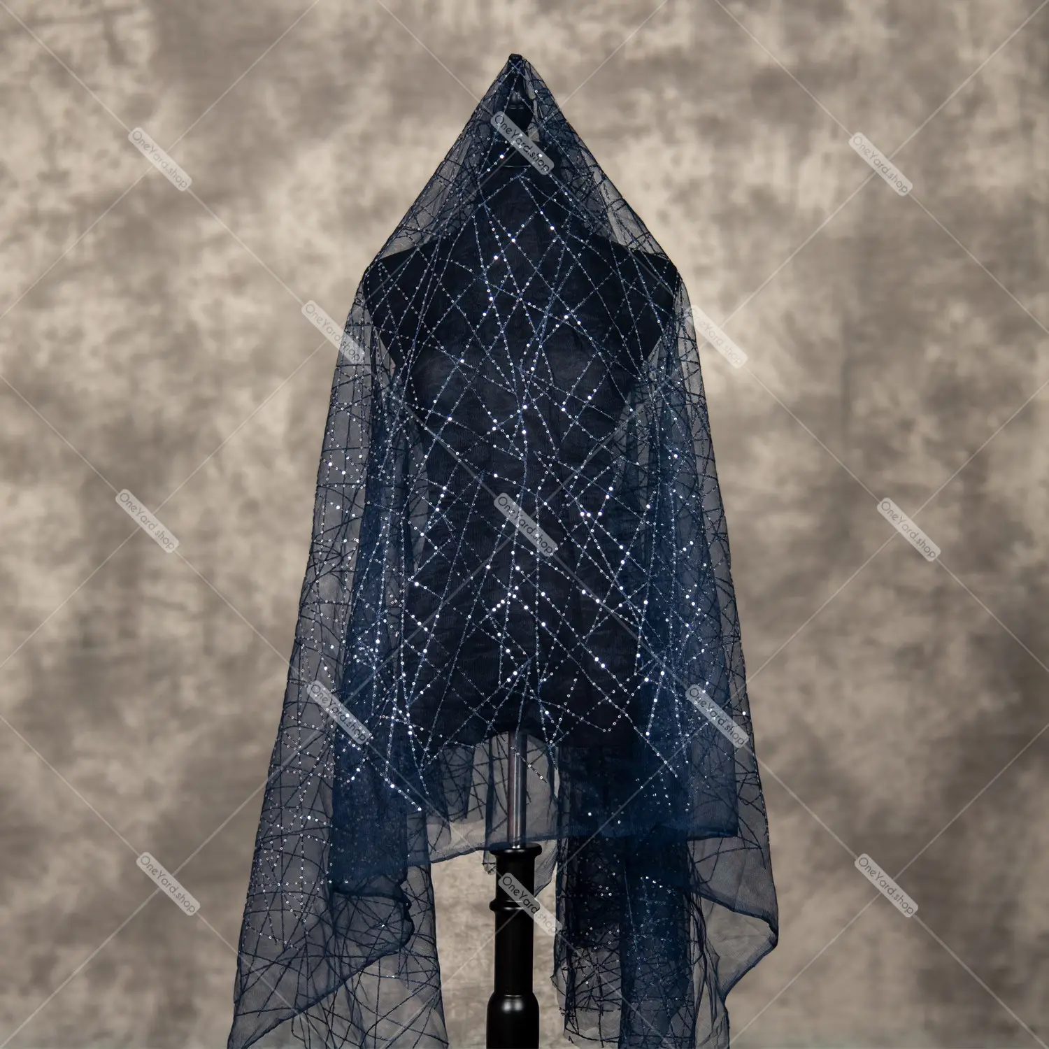 Sequinned Interlaced Thread Mesh Tulle Dress Fabric - OneYard