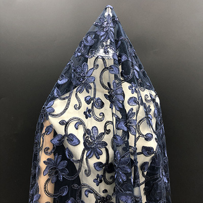 Sequinned Black Spider Web Pattern Mesh Lace Fabric - OneYard