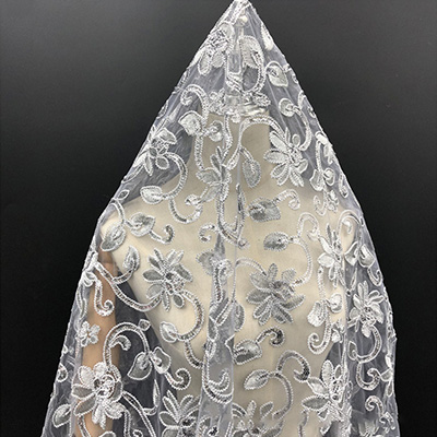 Sequinned Black Spider Web Pattern Mesh Lace Fabric - OneYard