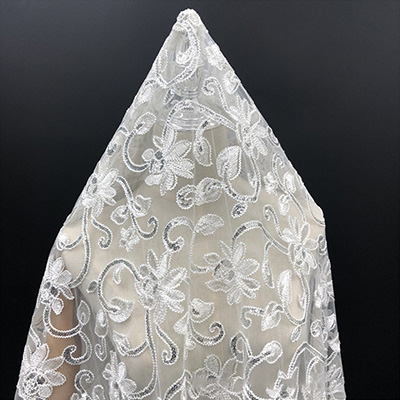 Sequinned Black Spider Web Pattern Mesh Lace Fabric - OneYard