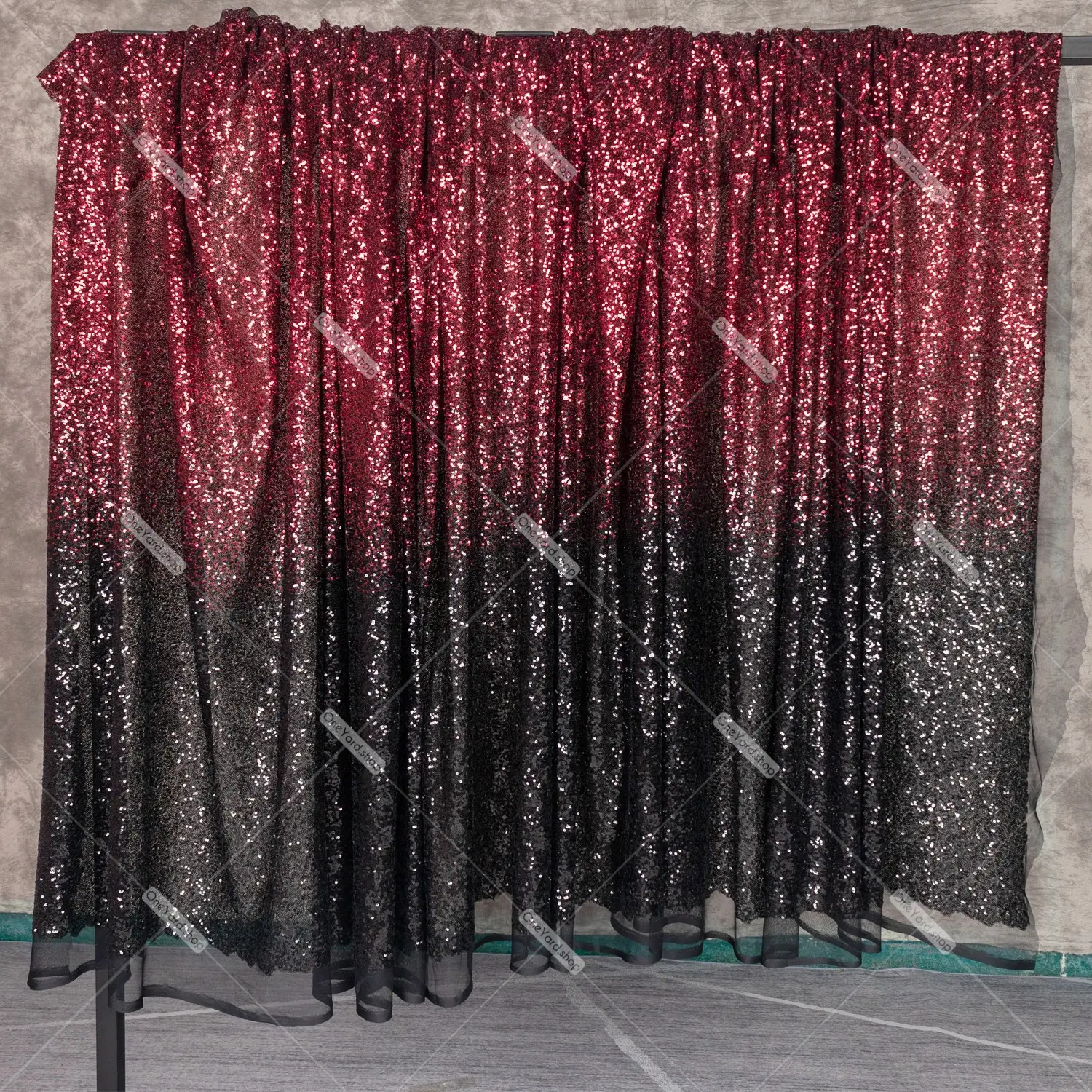 Dazzling Maroon to Black 3mm Ombre Sequin Dress Fabric - OneYard