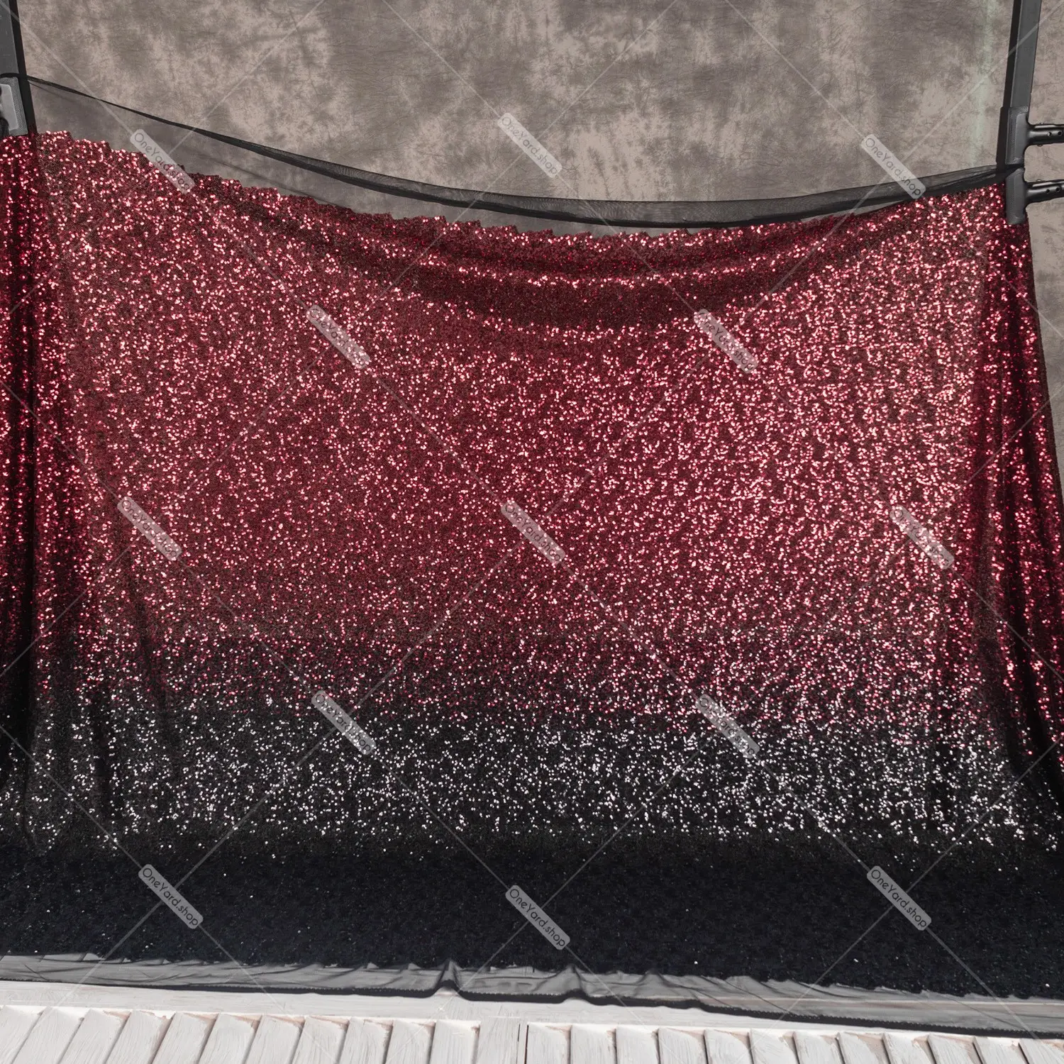 Dazzling Maroon to Black 3mm Ombre Sequin Dress Fabric - OneYard