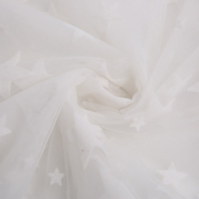 Gold Glitter Stars Red Soft Mesh Fabric by the Yard - OneYard