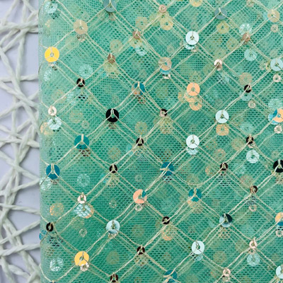 Soft Nylon Mesh with Rhombus Grid Silver Threads Fabric - OneYard