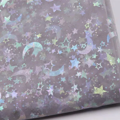 Stars Flocked Illusion Soft Mesh Fabric by the Yard - OneYard