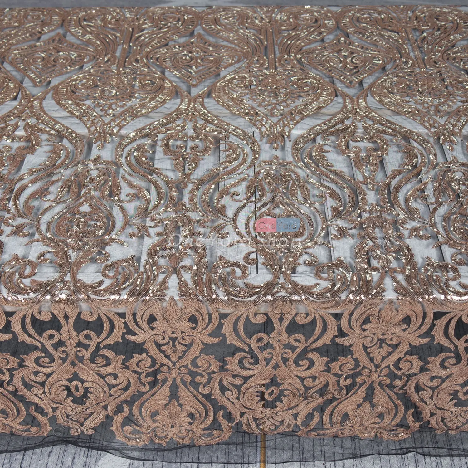 Uniquely Black Gold Sequin Fabric African American Gown - OneYard
