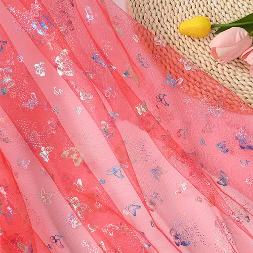 Feminine White 3d Butterfly Mesh Fabric by the Yard - OneYard