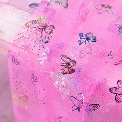 3mm Sequin Butterfly Embroidery Mesh Dress Fabric - OneYard