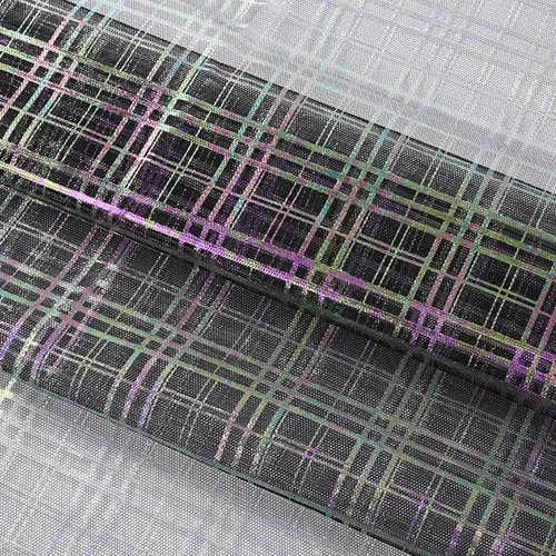 Iridescent Line Printed Blush Lightweight Mesh Fabric - OneYard