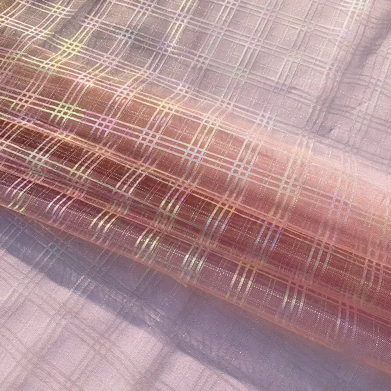 Dazzling Iridescent Grid Medium Hardness Mesh Fabric - OneYard