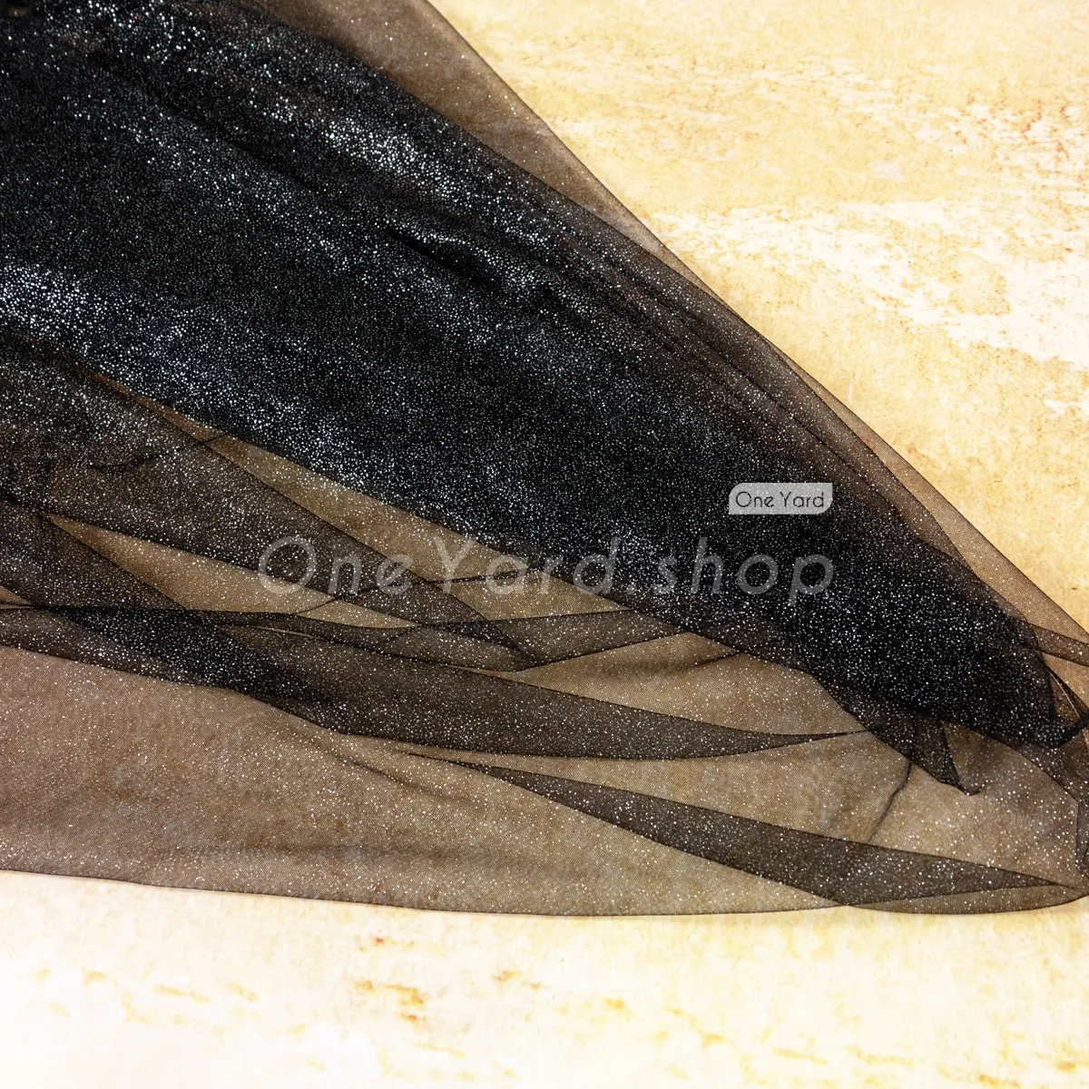 Shimmer Twinkles Black Glitter Tulle Mesh Fabric - OneYard