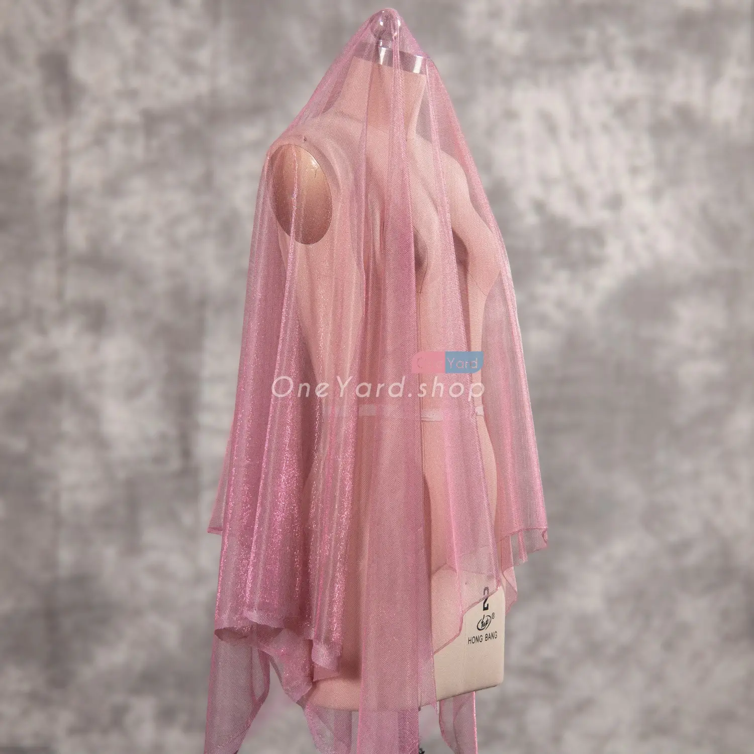 Metallic Sheer Pink Lurex Mesh See-through Dress Fabric - OneYard