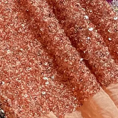 Density-enhanced Champagne Gold 3mm Sequin Fabric - OneYard