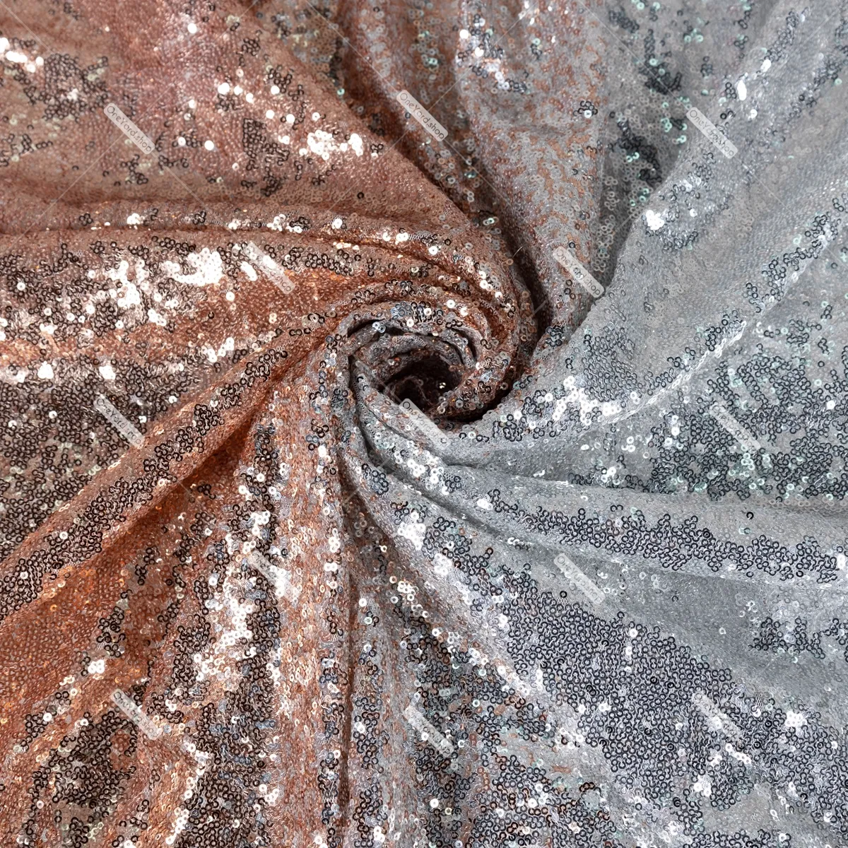 Shiny Champagne Gold to Silver Ombre Sequin Fabric - OneYard