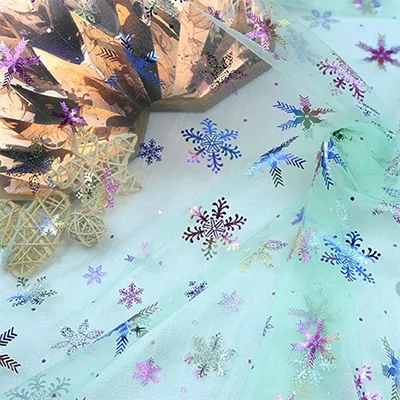 Iridescent Fluorescence Dot Glued Illusion Mesh Fabric - OneYard