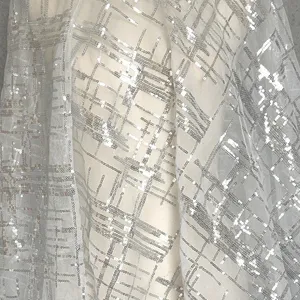 Beautiful Stripe Pattern Sequin Lace Mesh Fabric - OneYard