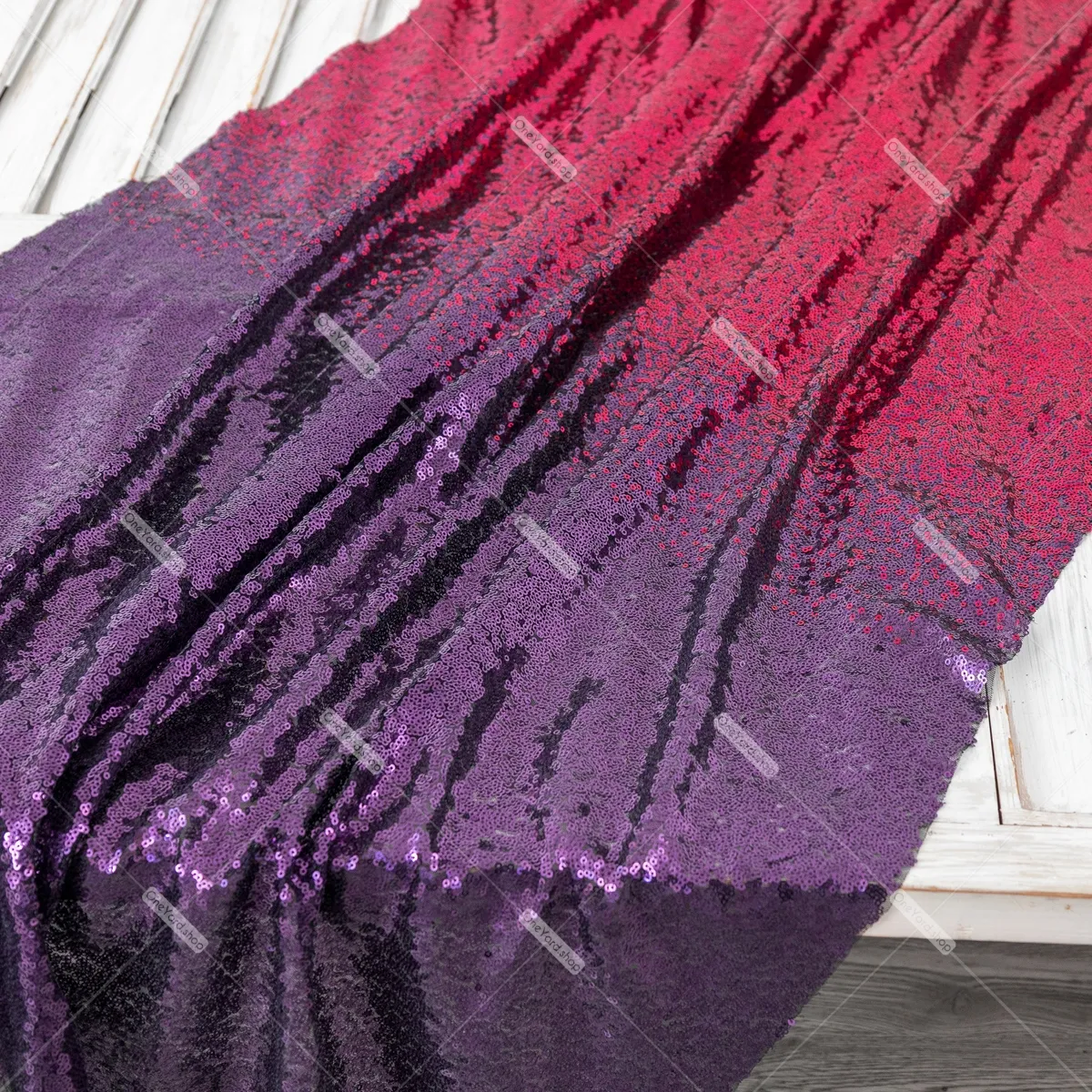 Glamorous Eggplant to Magenta Ombre Sequin Fabric - OneYard