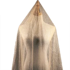 Luxurious Shiny Rhinestones Beaded Black Stretch Net - OneYard