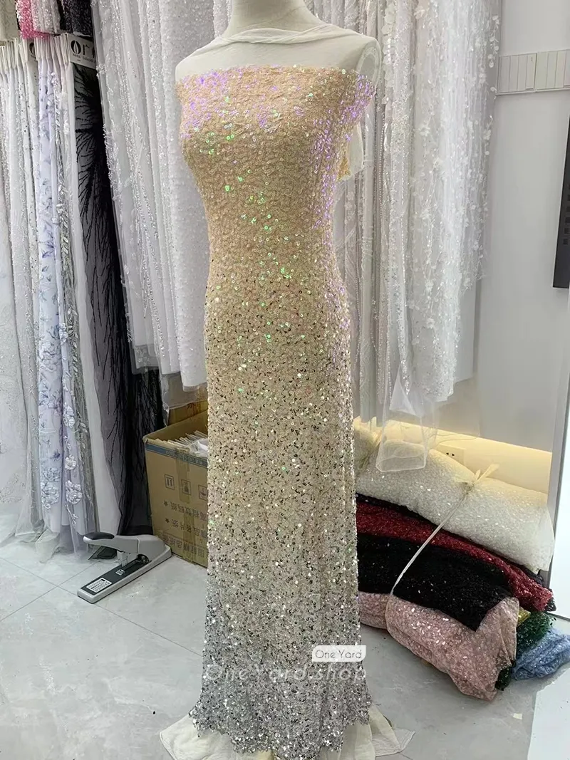 Gorgeous Ombre Color High-density Mini Sequin Fabric - OneYard