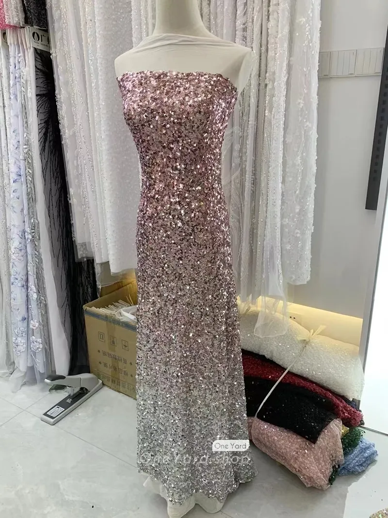 Gorgeous Ombre Color High-density Mini Sequin Fabric - OneYard