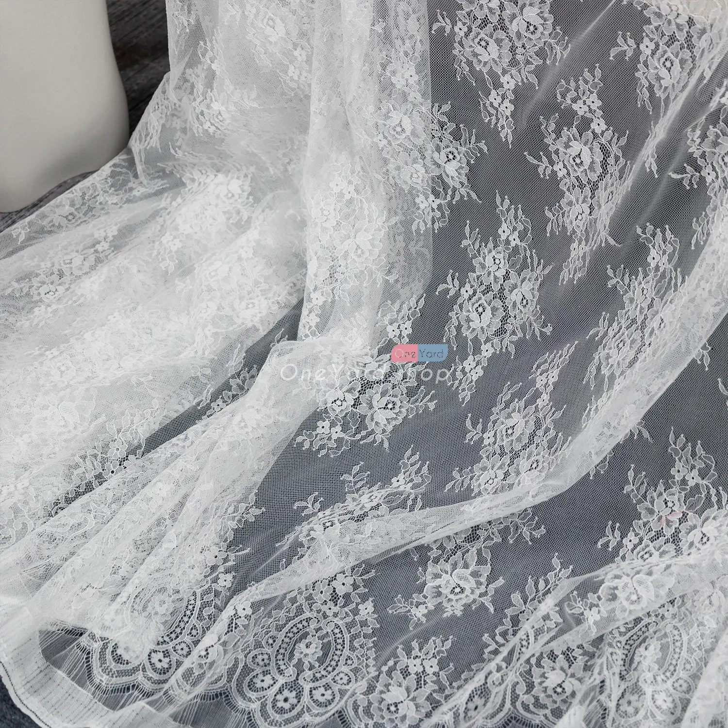 Eucharis Pattern Elelash Lace Fabric by the Yard - OneYard