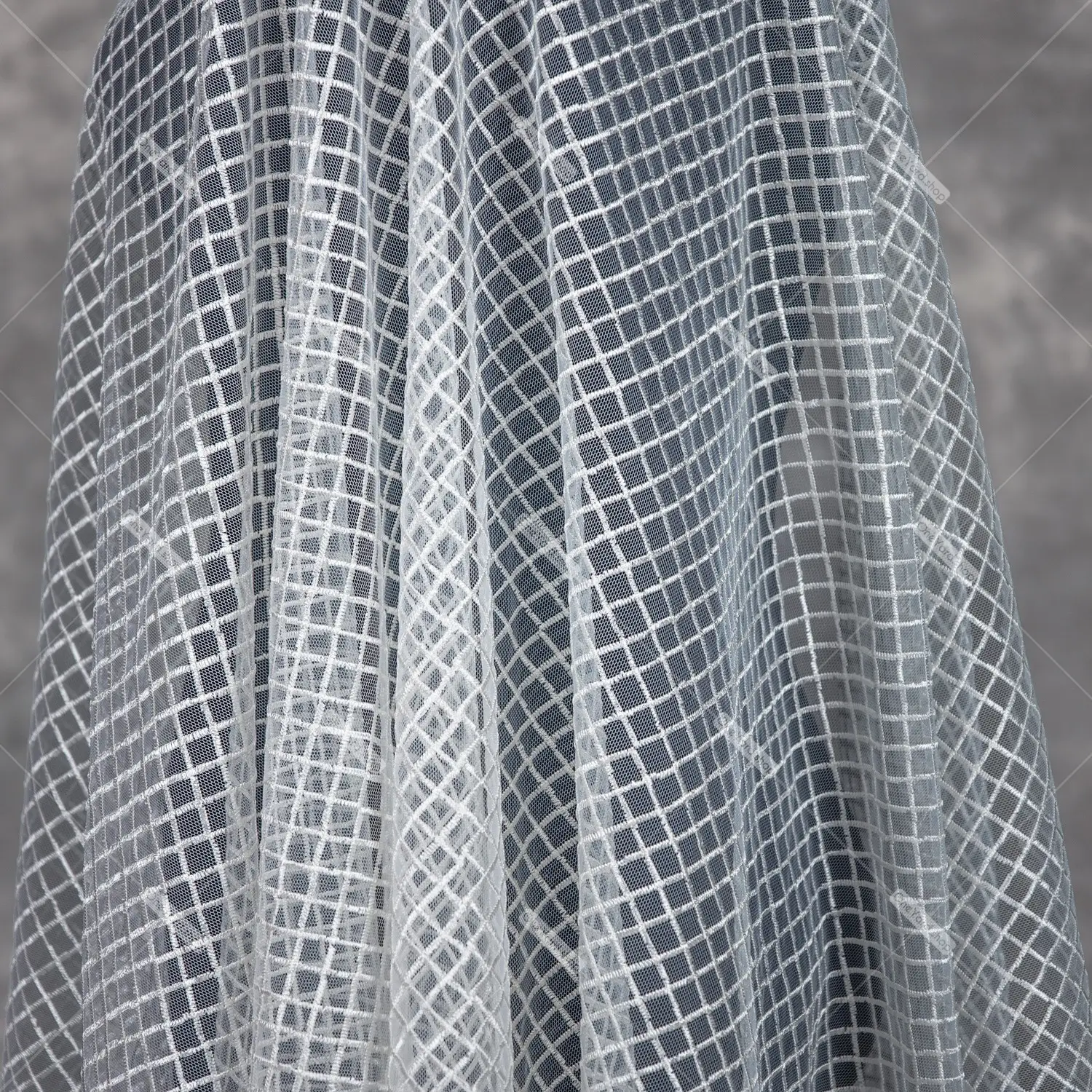 Ivory Rhombus Grid Lace Mesh Fabric by the Yard - OneYard