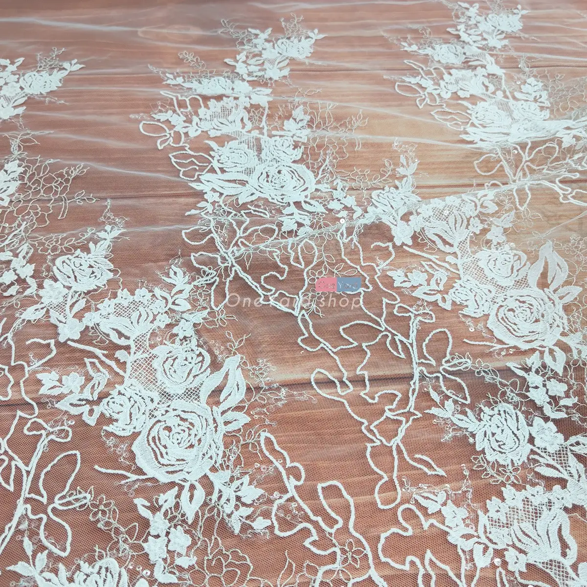 Sophisticated Sequinned Embroidered Floral Bridal Lace - OneYard