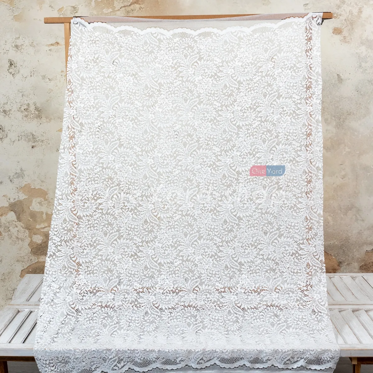 Floral Illusion Soft Stretch Chemical Lace Fabric - OneYard