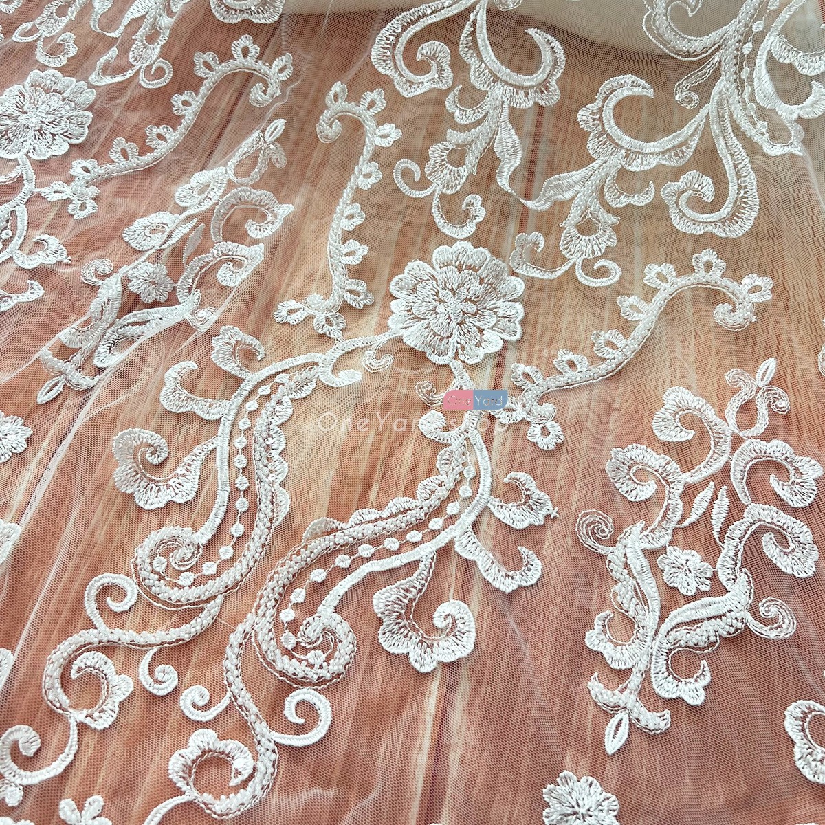 Beaded Geometric Lace and Tulle Mermaid Bridal Gown - BETANCY