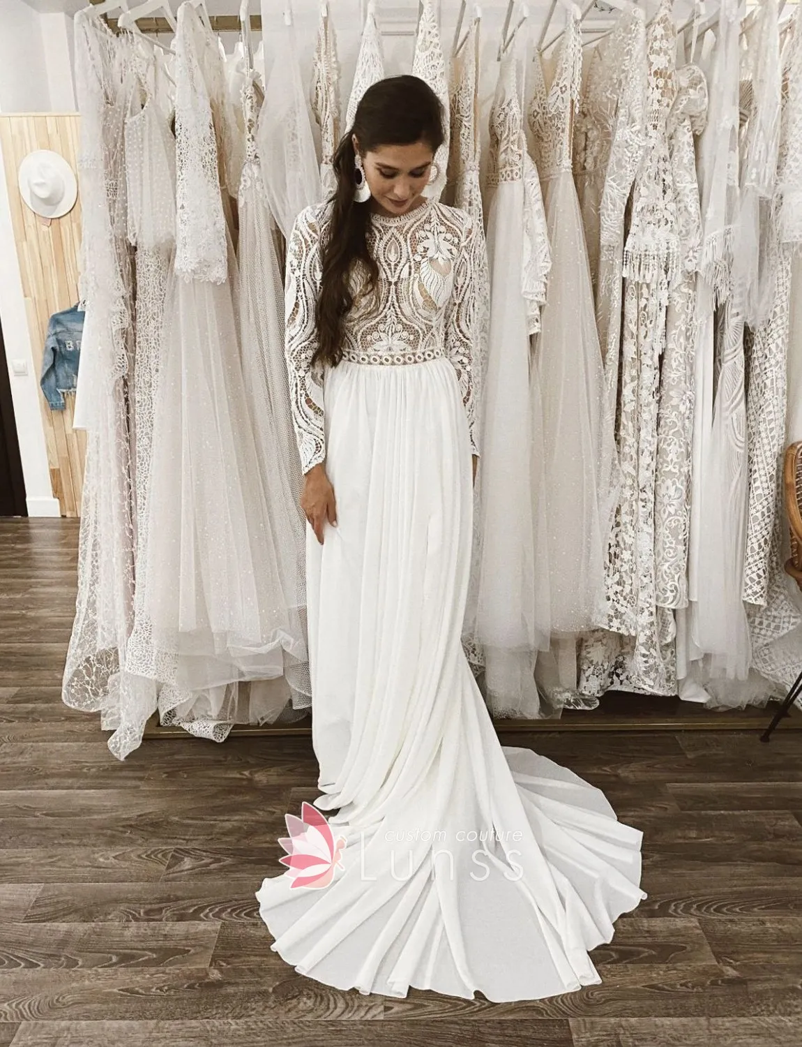 Unique Pattern Ivory White Chemical Lace Bridal Fabric - OneYard