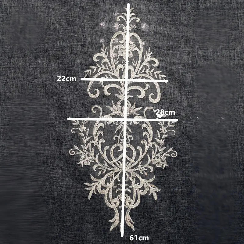 Abstract Geometric Pattern Embroidered Lace Applique - OneYard