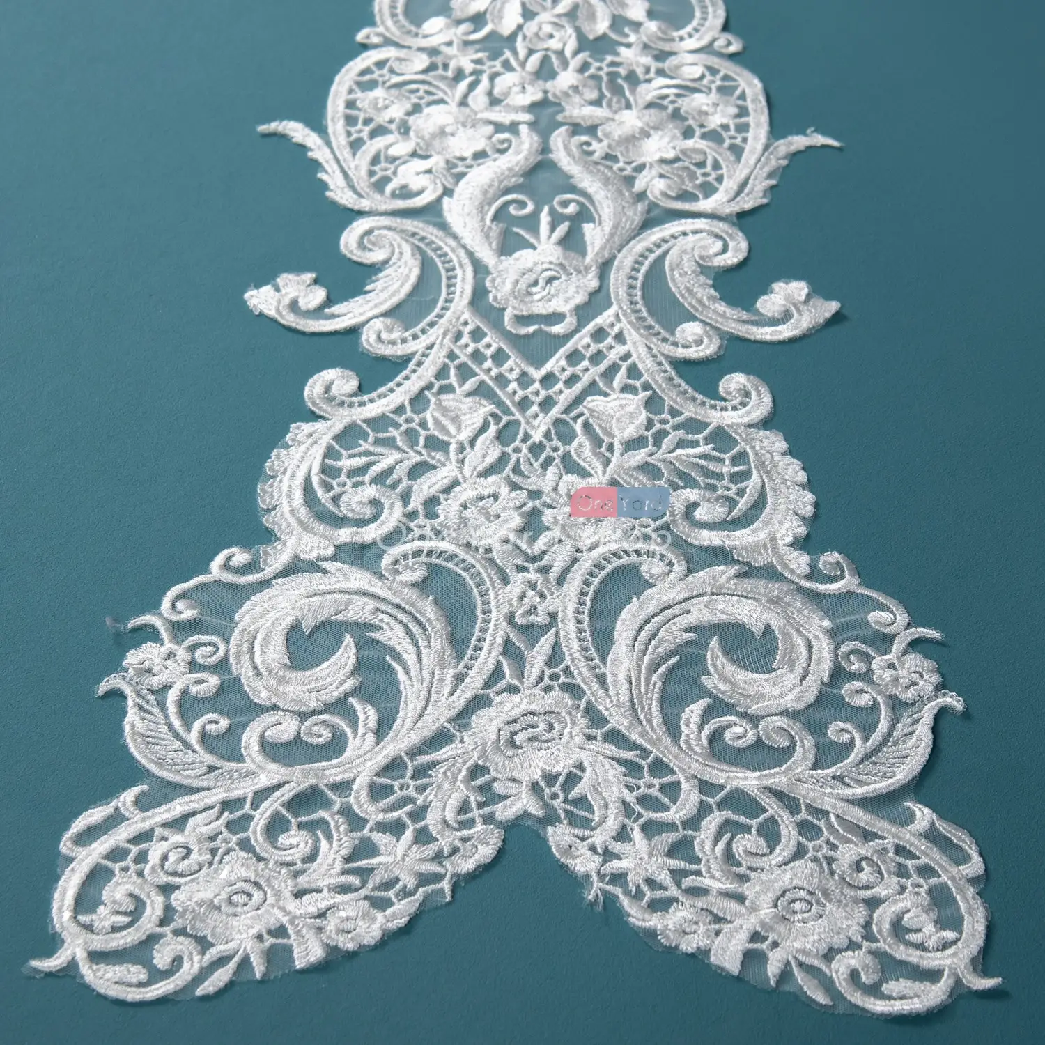 Unique Abstract Pattern Sequinned Lace Applique - OneYard