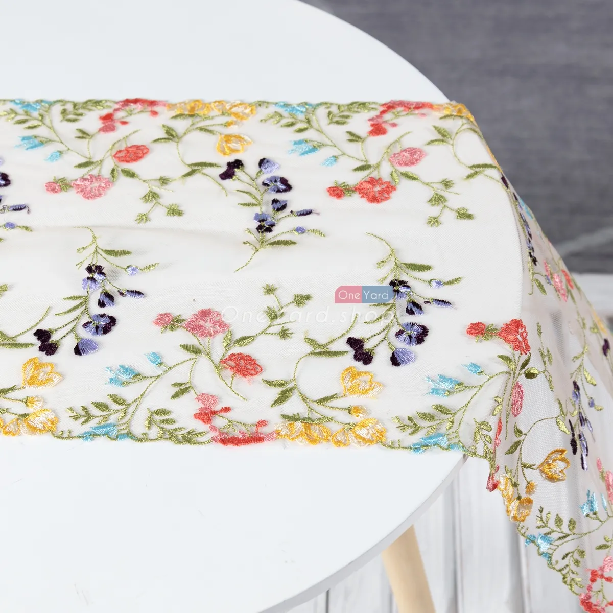 Multi-color Embroidery Floral Lace Trim for Dressmaking - OneYard