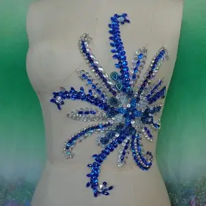 Stunning Handmade Rhinestone Beaded Dress Applique - OneYard